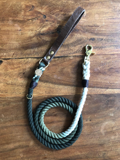 Wag Swag Brand Leather and Rope Leash, Hunter Green– Wag Swag Brand Inc